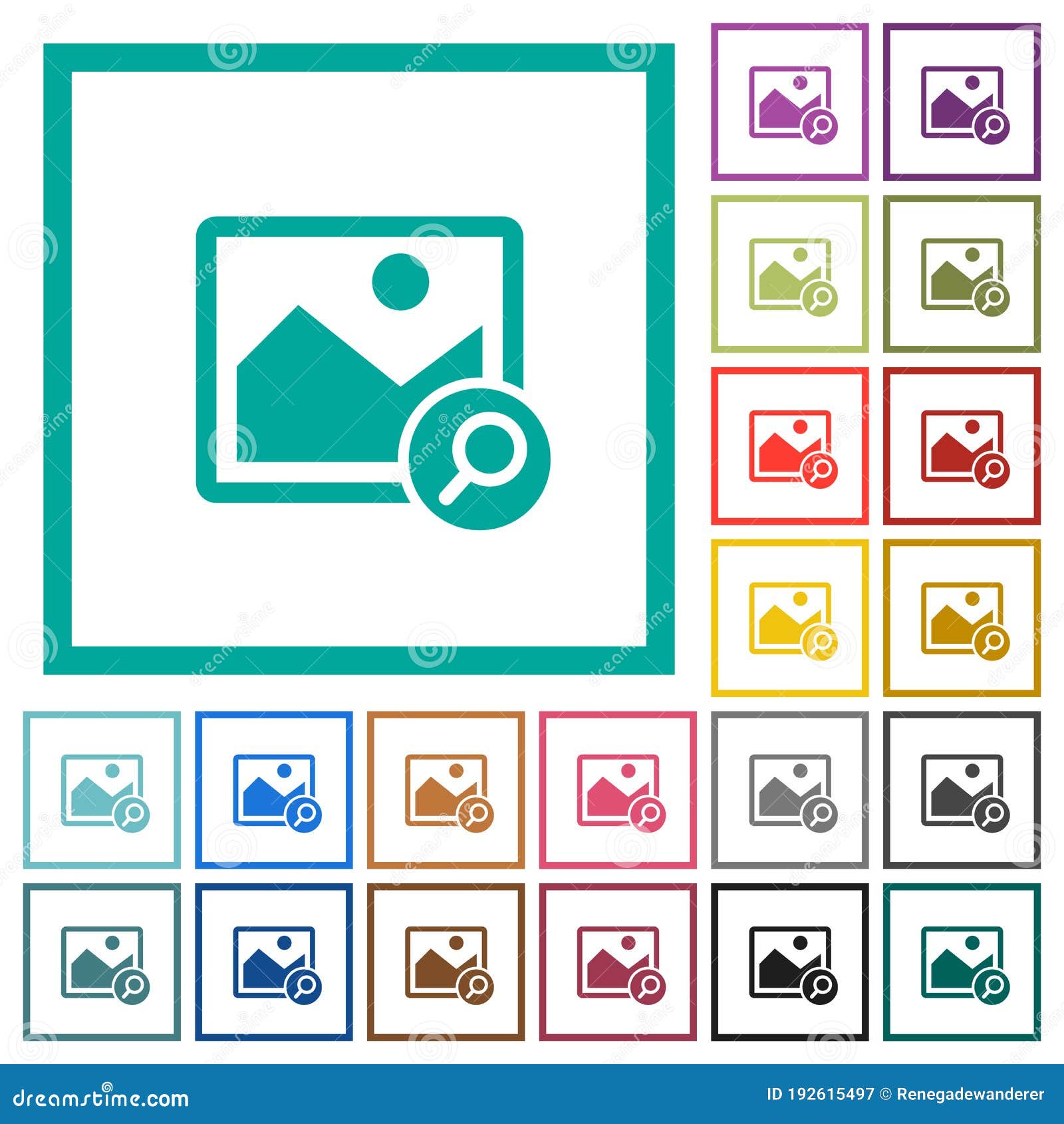 Zoom Image Flat Color Icons with Quadrant Frames Stock Vector ...