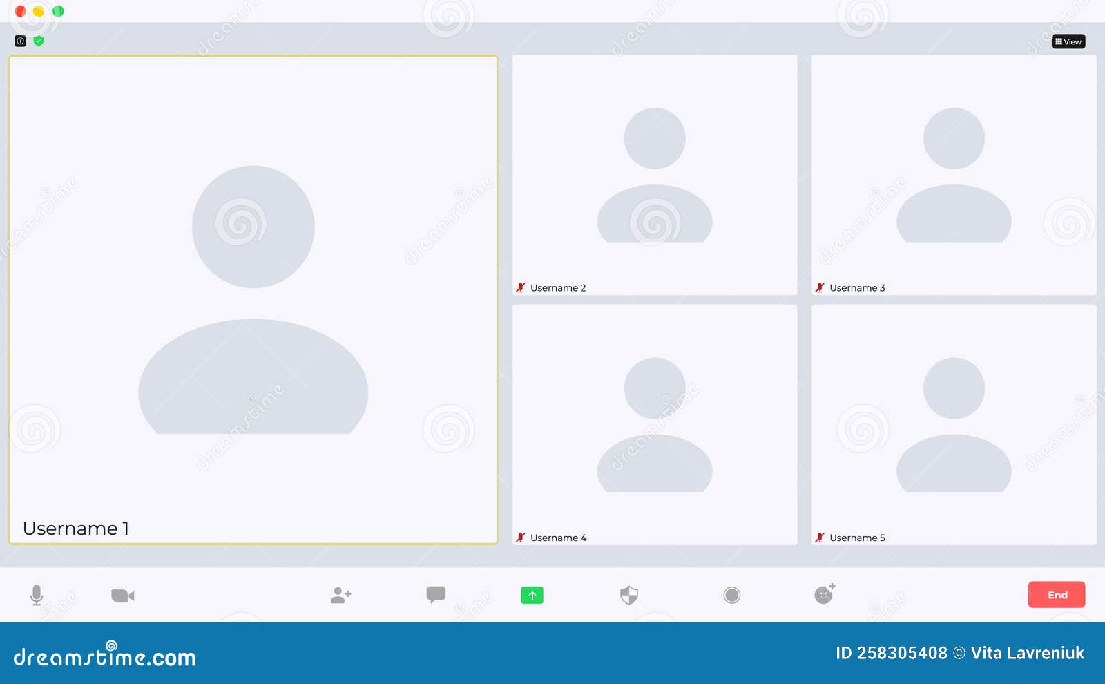 Zoom Interface. Video Call Template. Meeting App Flat Vector UI ... Zoom Interface. Video Call Template. Meeting App Flat Vector UI ...
