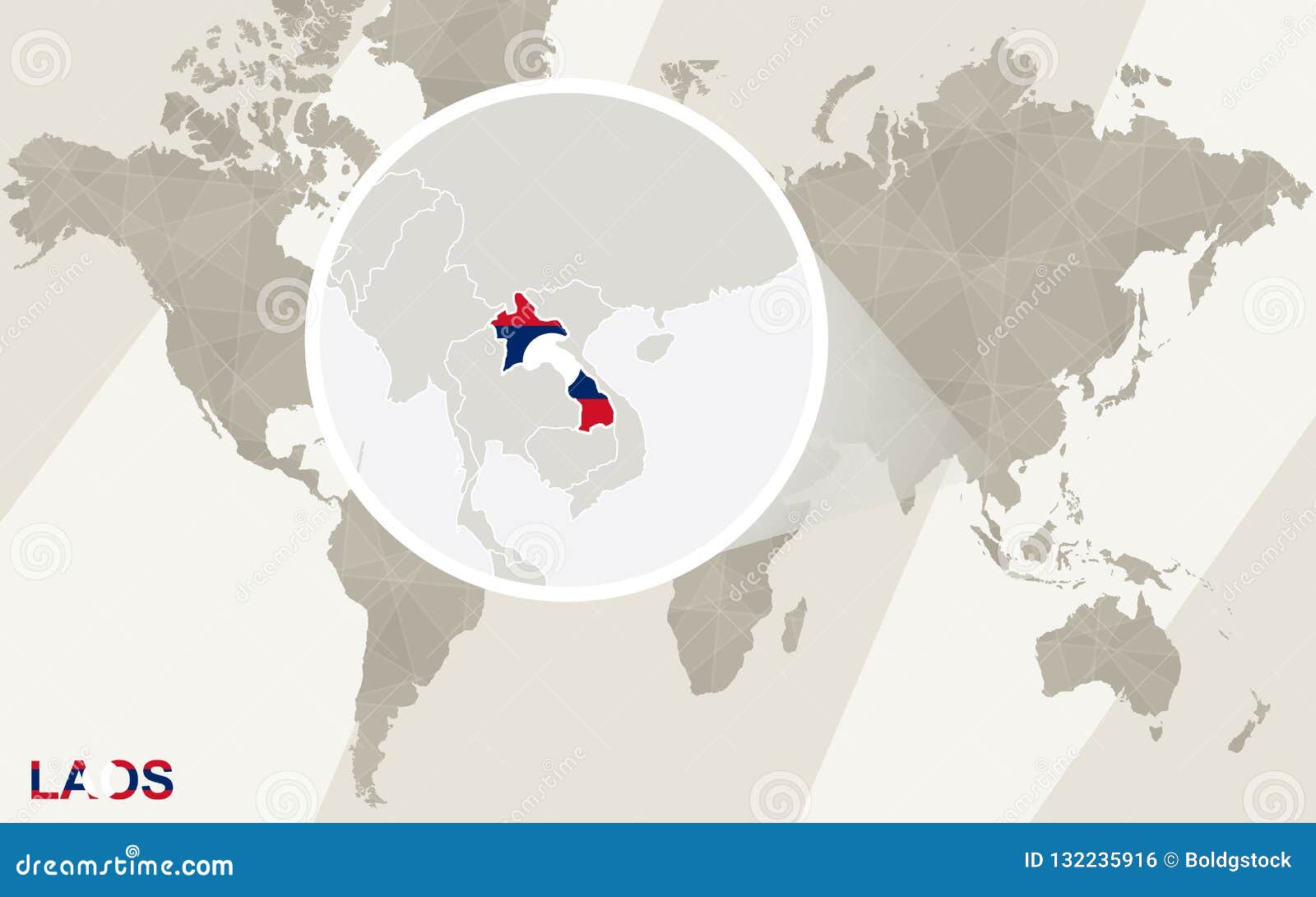 Zoom on Laos Map and Flag. World Map Stock Vector - Illustration of ...