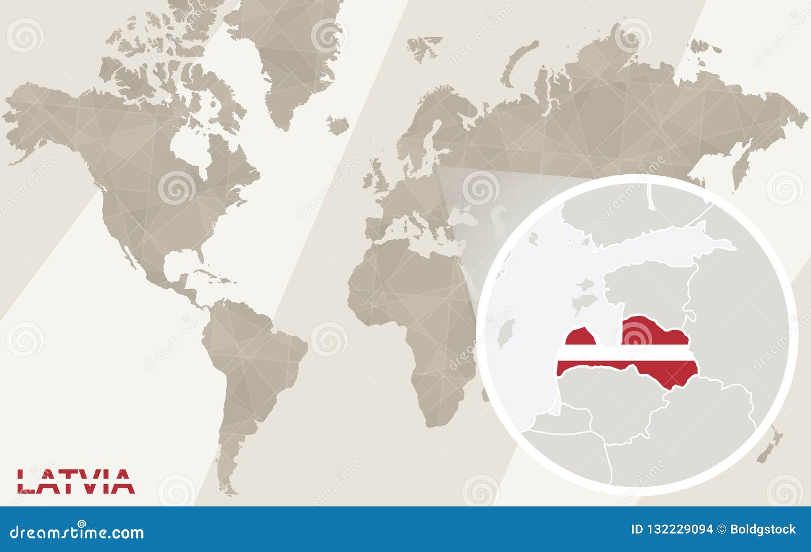 Zoom on Latvia Map and Flag. World Map Stock Vector - Illustration of ...