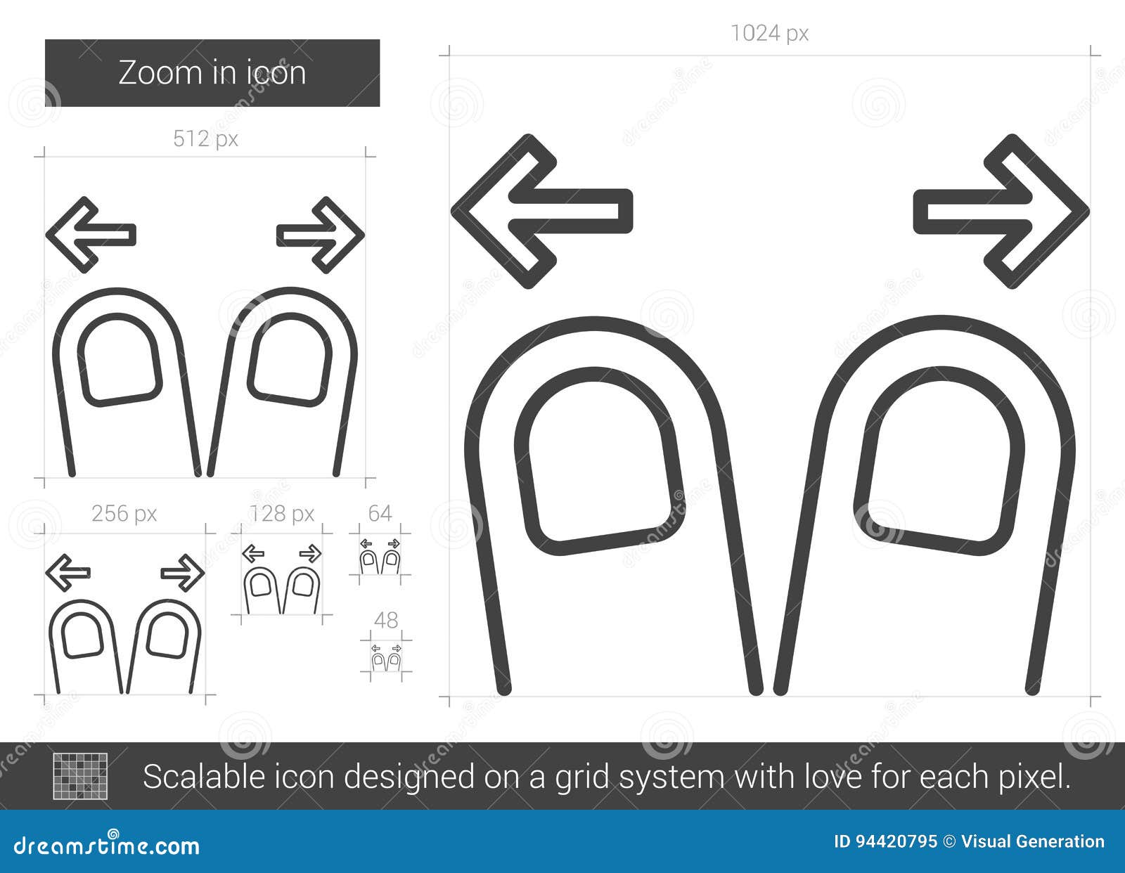 Zoom in line icon. stock vector. Illustration of computer - 94420795