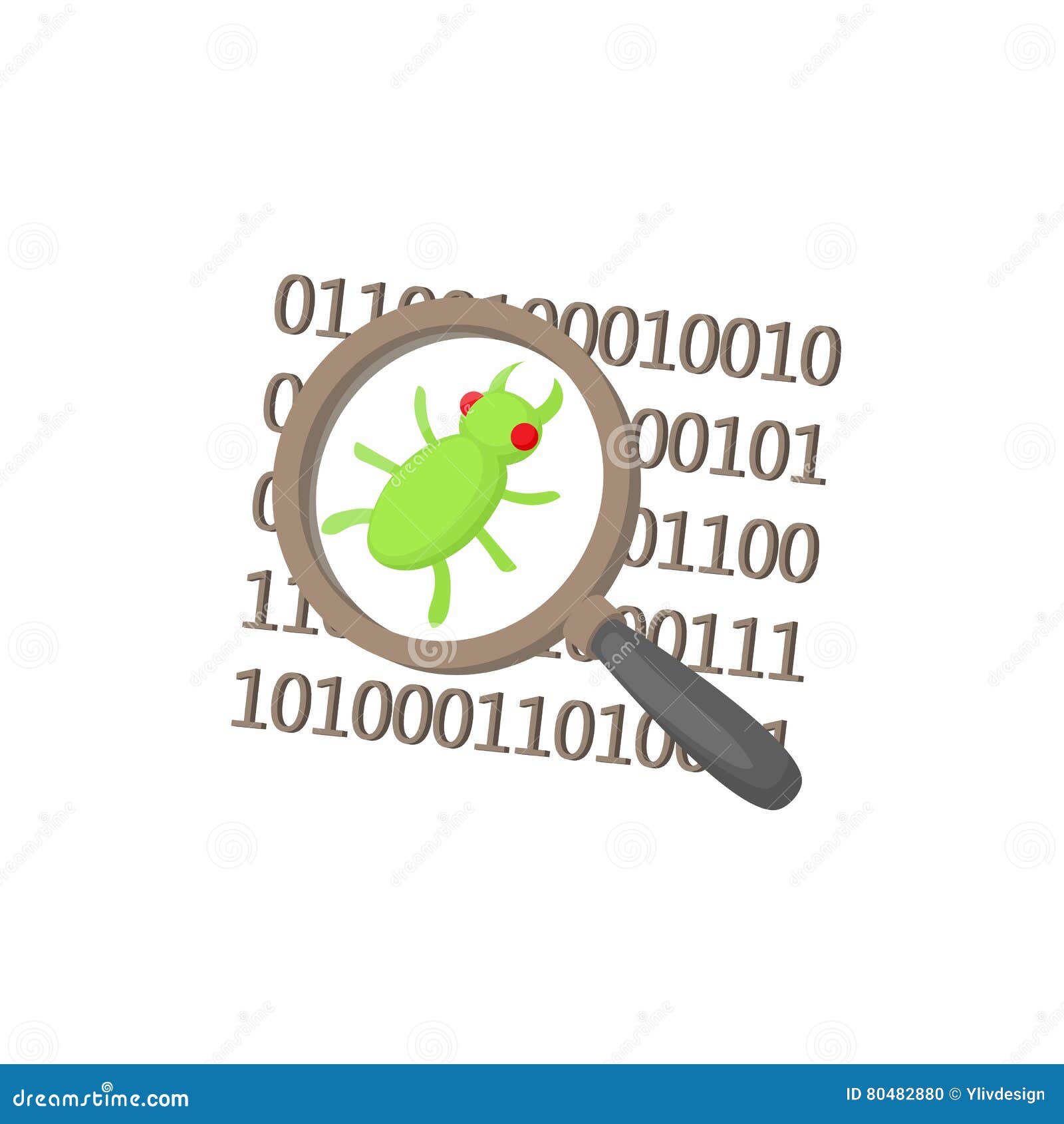Zoom on a Malicious Binary Code Icon Cartoon Style Stock Vector ...