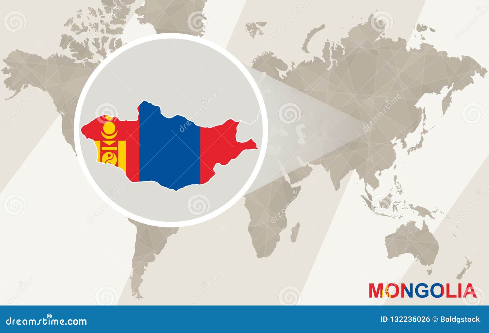 Magnified Mongolia Over Map Of The World, 3 Versions Of The World Map ...