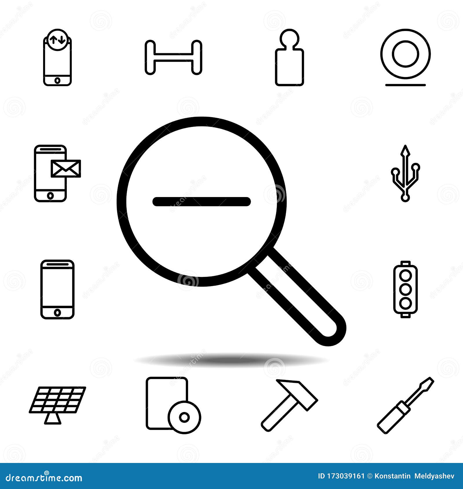 Zoom Out Icon. Simple Thin Line, Outline Vector Element of Minimalistic, Web Icons Set for UI ...