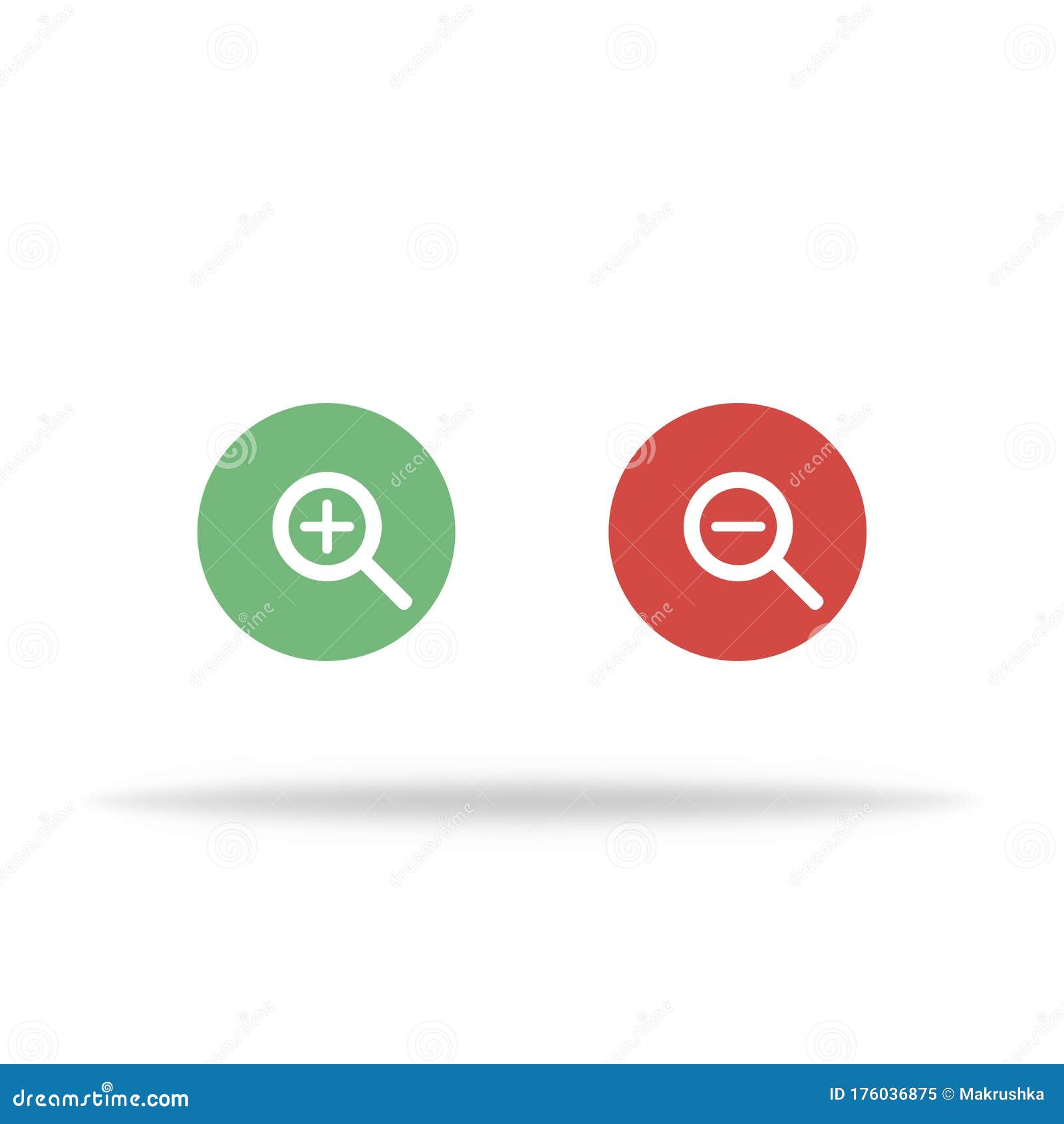 Zoom in and Zoom Out Icons in Flat Design. Vector EPS 10 Stock Vector - Illustration of diamond ...