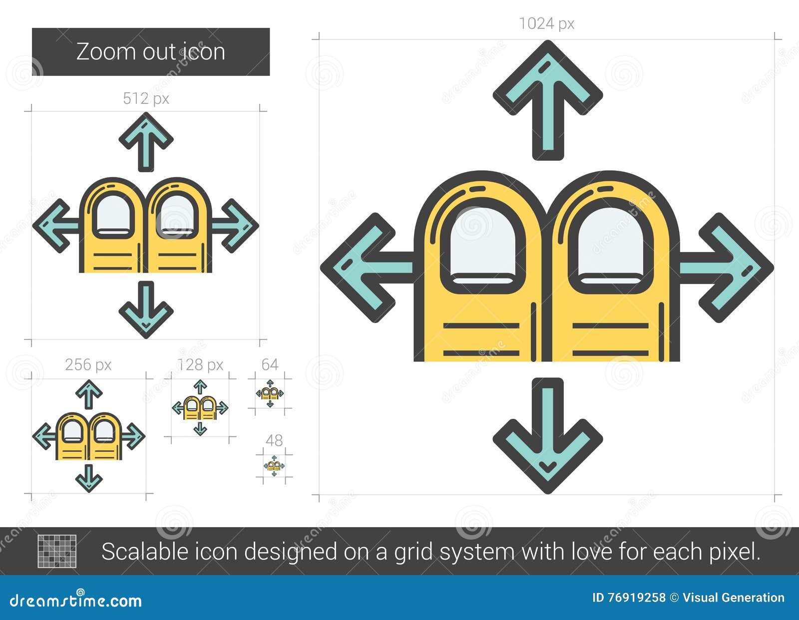 Zoom out line icon. stock vector. Illustration of computer - 76919258
