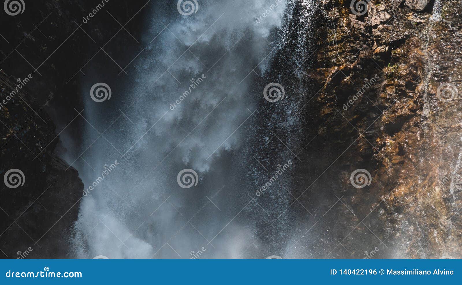 Zoom on a Powerful Jet of Water Along a Waterfall Stock Photo - Image ...