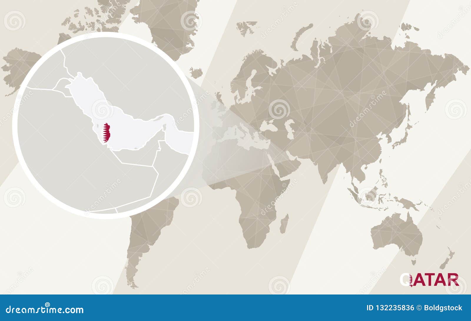 Zoom on Qatar Map and Flag. World Map Stock Vector - Illustration of ...