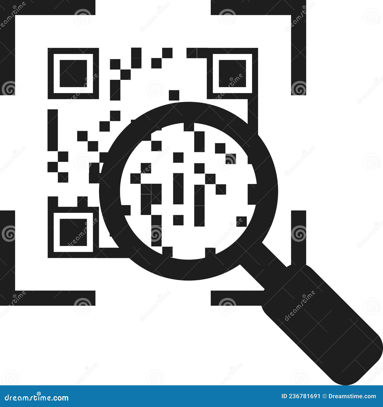 Zoom in on the QR Code with a Magnifying Glass. Stock Vector ...