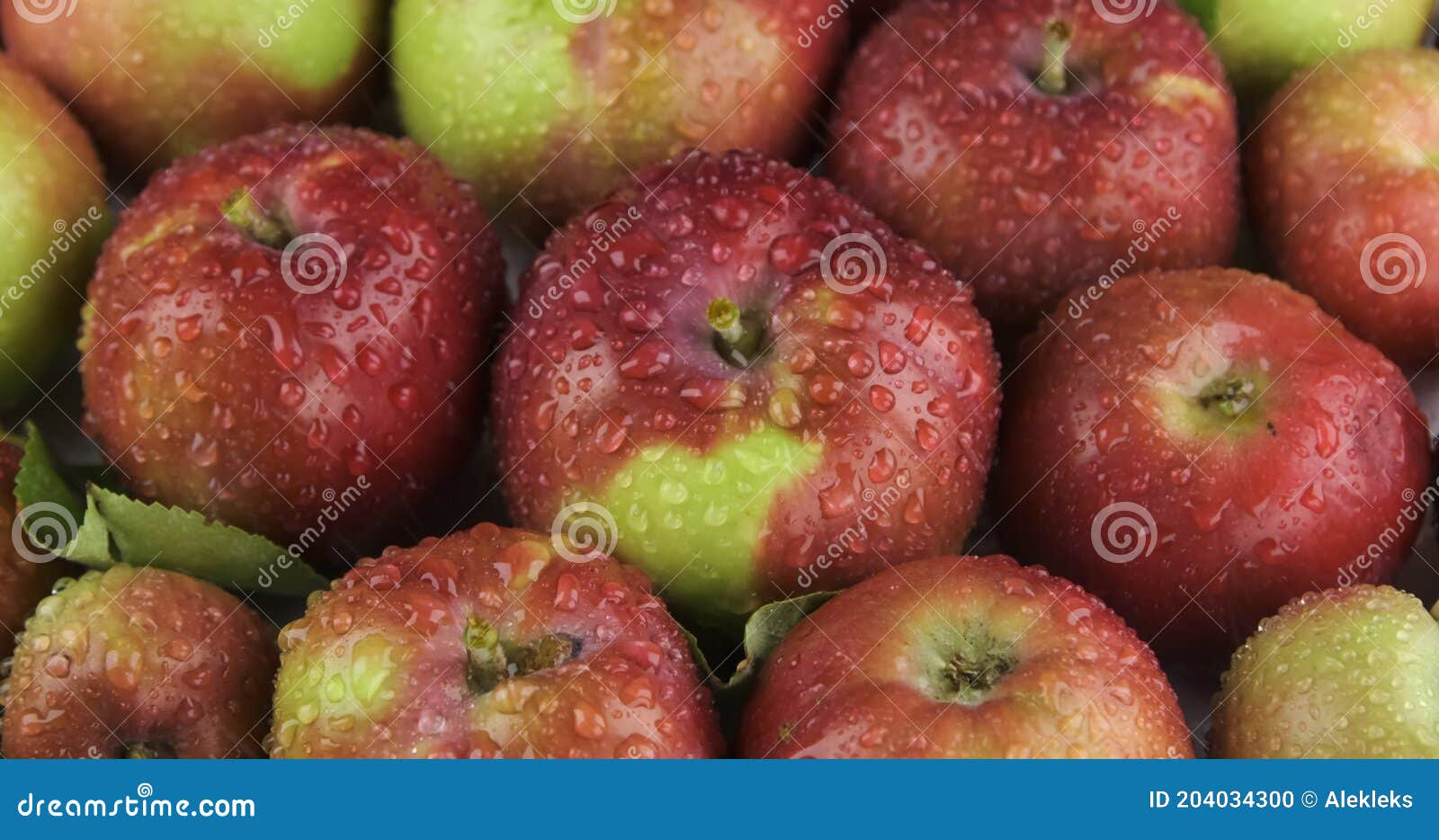 Zoom Raindrops Falling a Bunch of Ripe Red Apples. Fruit Background ...