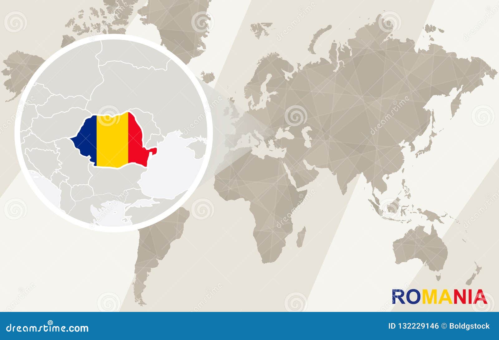 Zoom on Romania Map and Flag. World Map Stock Vector - Illustration of ...