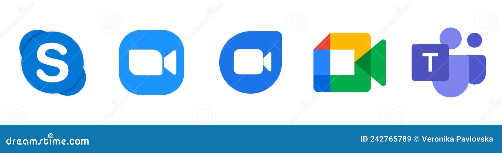 Zoom, Skype, Teams, Meet and Duo. Vector Logos of Streaming Services ... Zoom, Skype, Teams, Meet and Duo. Vector Logos of Streaming Services ...