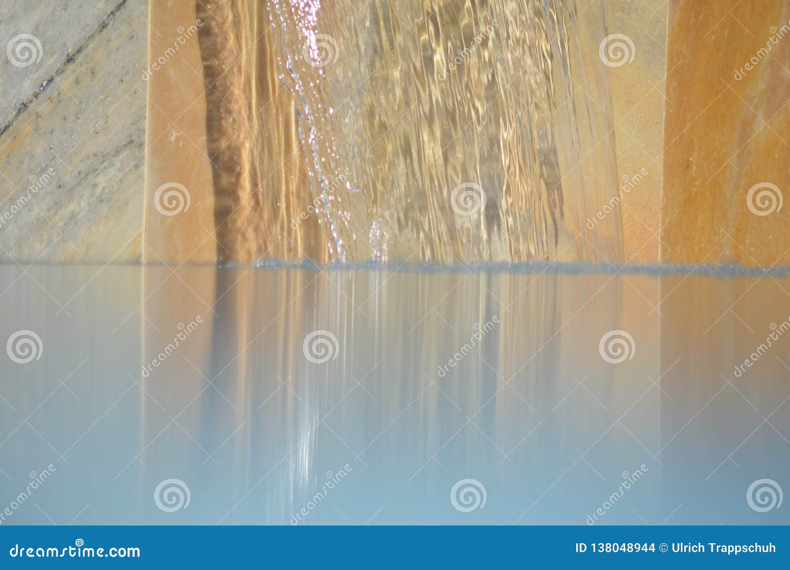 Zoom on a Small Waterfall from a Swimming Pool Stock Photo - Image of ...