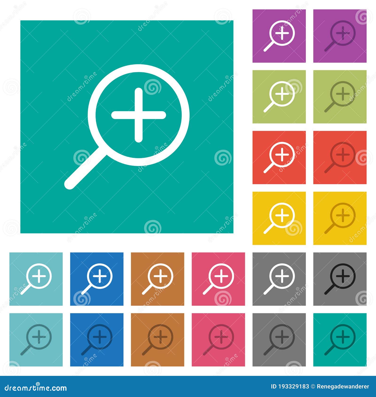 Zoom in Square Flat Multi Colored Icons Stock Vector - Illustration of ...
