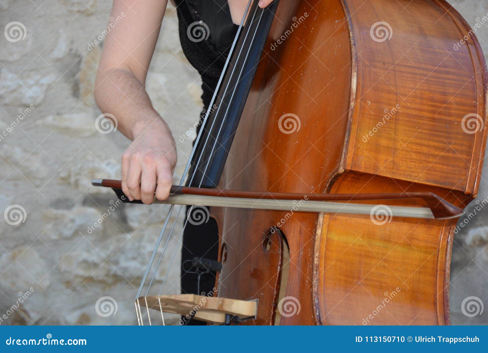 A Stringed Music Instrument Zoom on a Double Bas Stock Photo - Image of ...