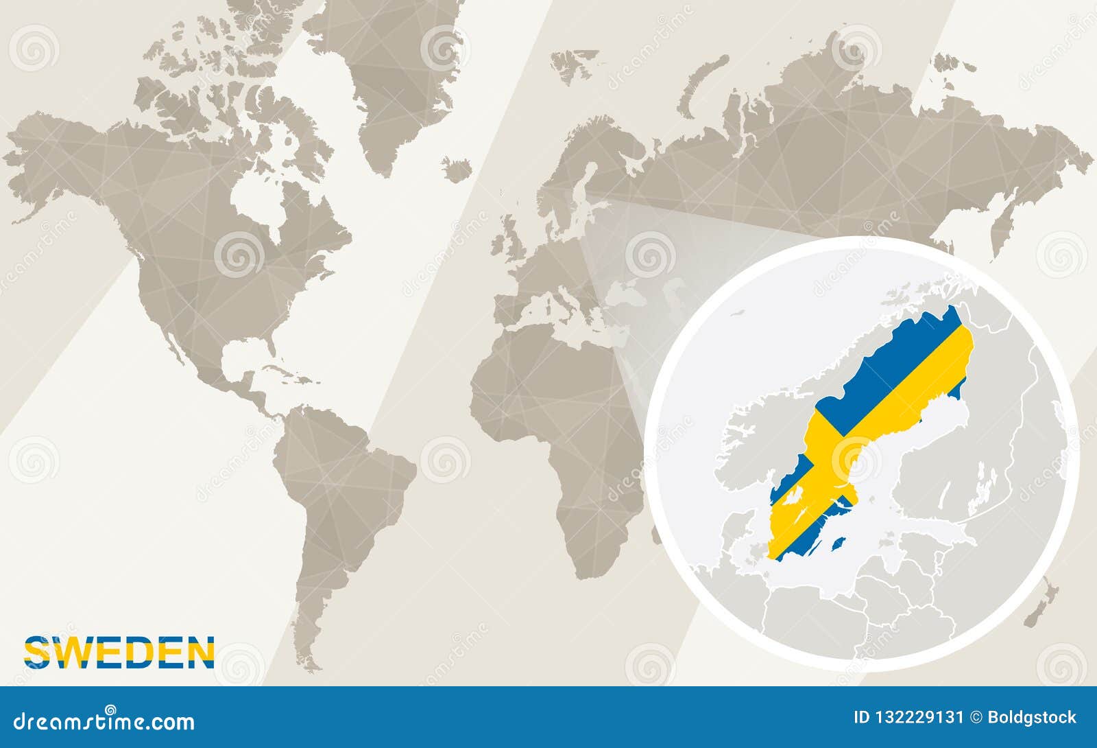 Zoom on Sweden Map and Flag. World Map Stock Vector - Illustration of ...