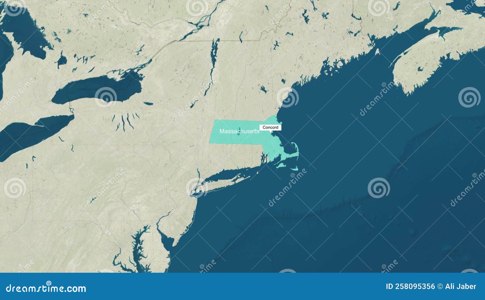 Zoom in To the Map of Massachusetts with Text, Textless, and with Flag ...