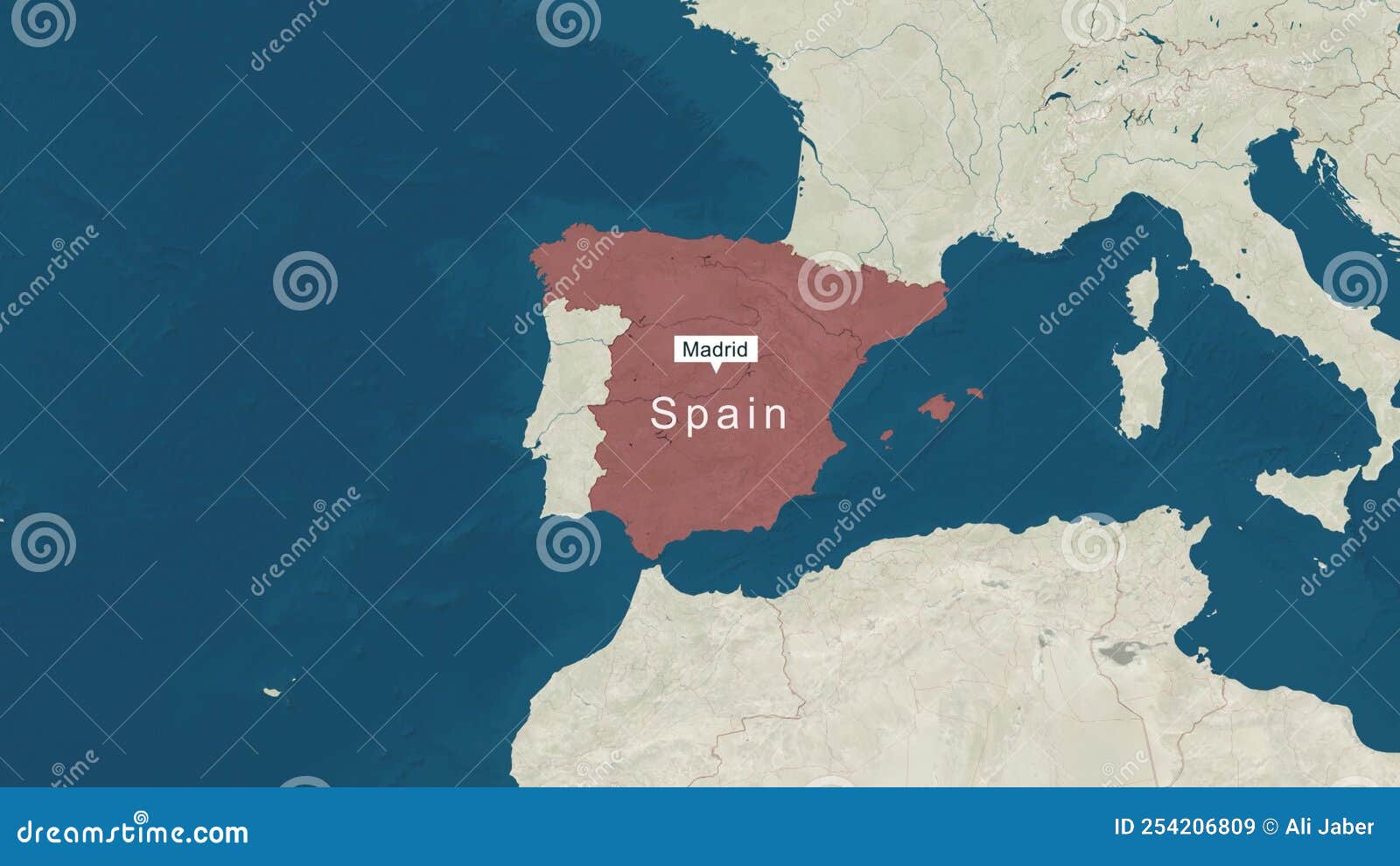 Zoom in To the Map of Spain with Text, Textless, and with Flag Stock ...