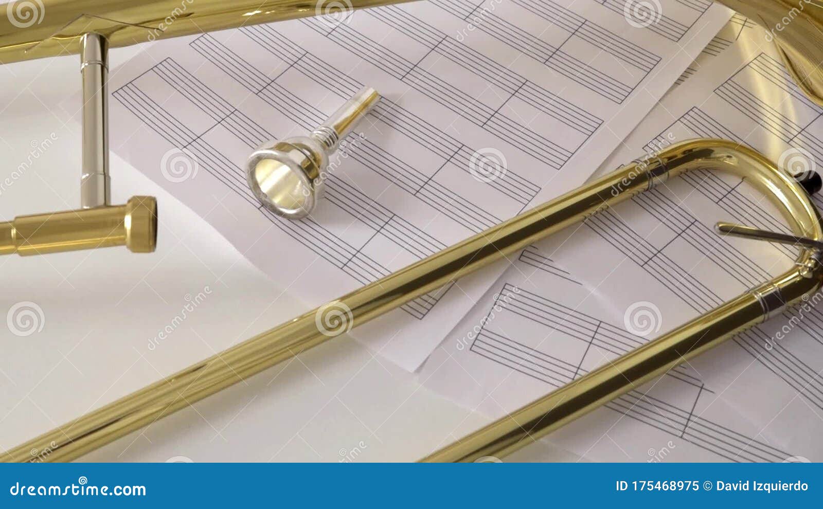 Zoom in on Trombone Mouthpiece Disassembled on White Base Stock Video ...