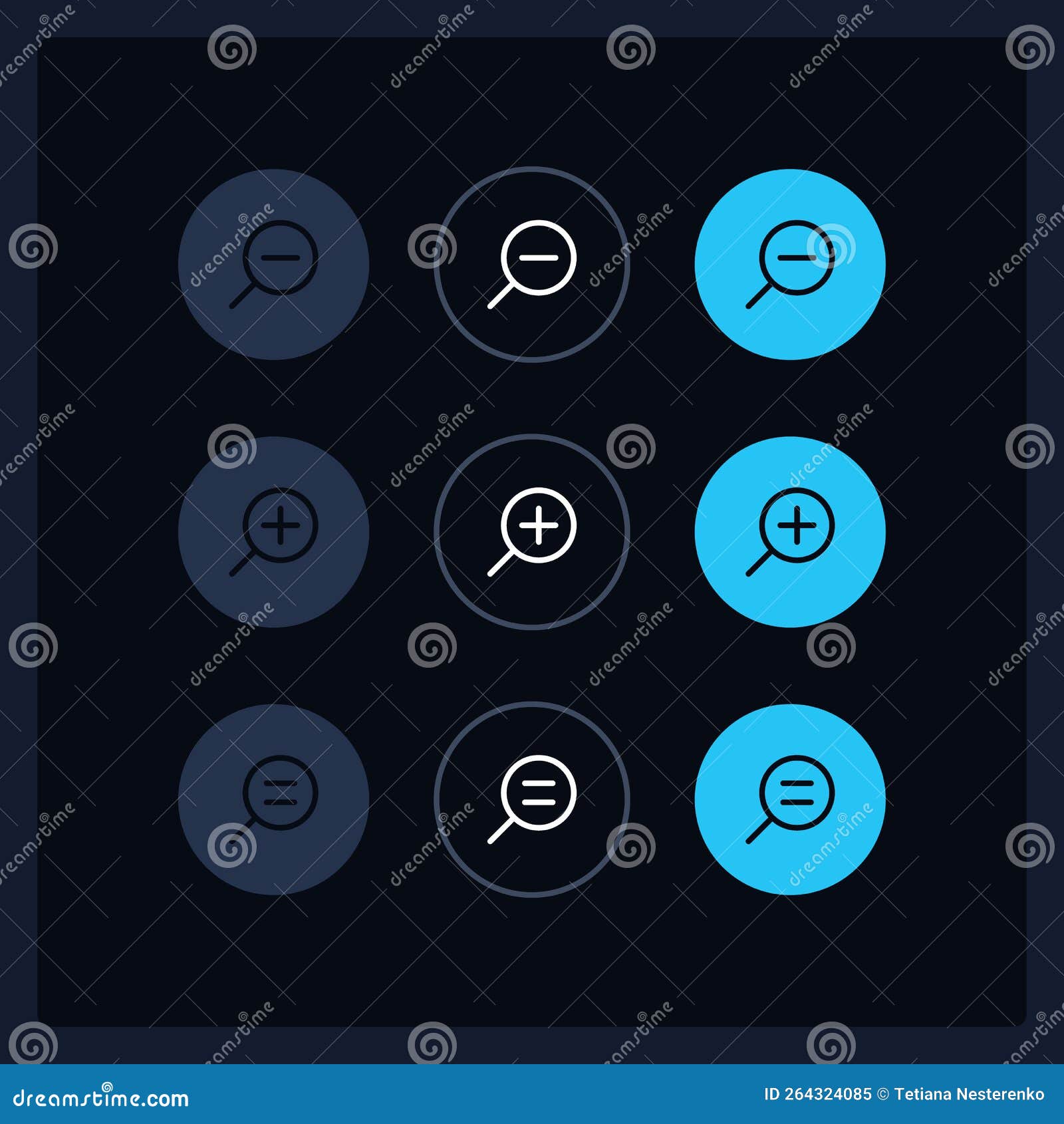 Zoom UI elements kit stock vector. Illustration of enlarge - 264324085