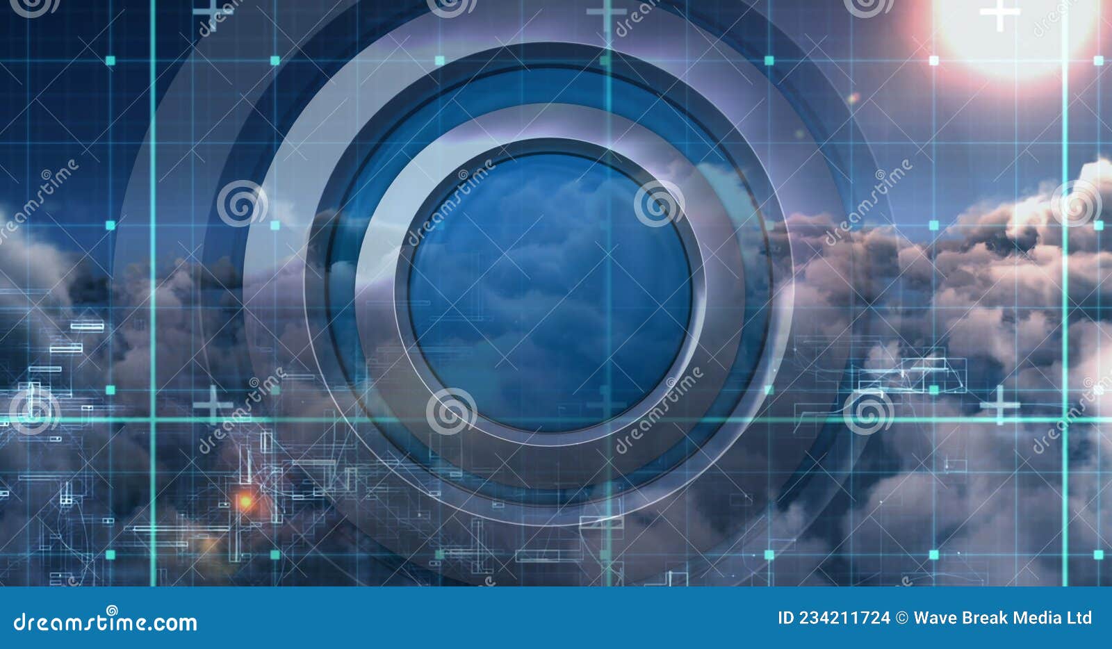 Zoom View of Network Connectivity Icon among the Clouds with Moving ...