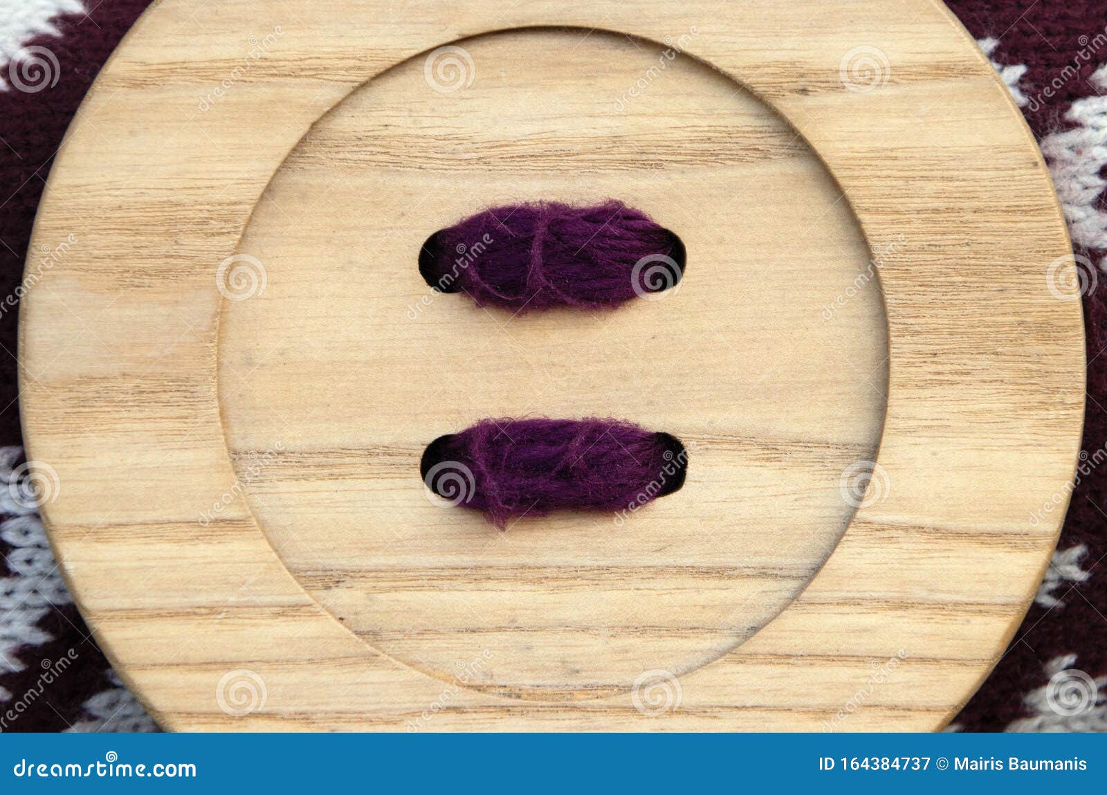 Zoomed in Button with Violet Wool Stock Image - Image of wool, button ...