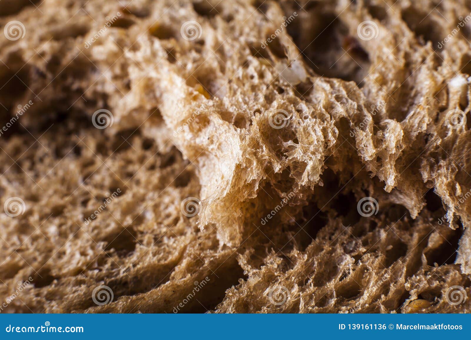 A Detail of a Slice of Bread Stock Photo - Image of structure, broken ...