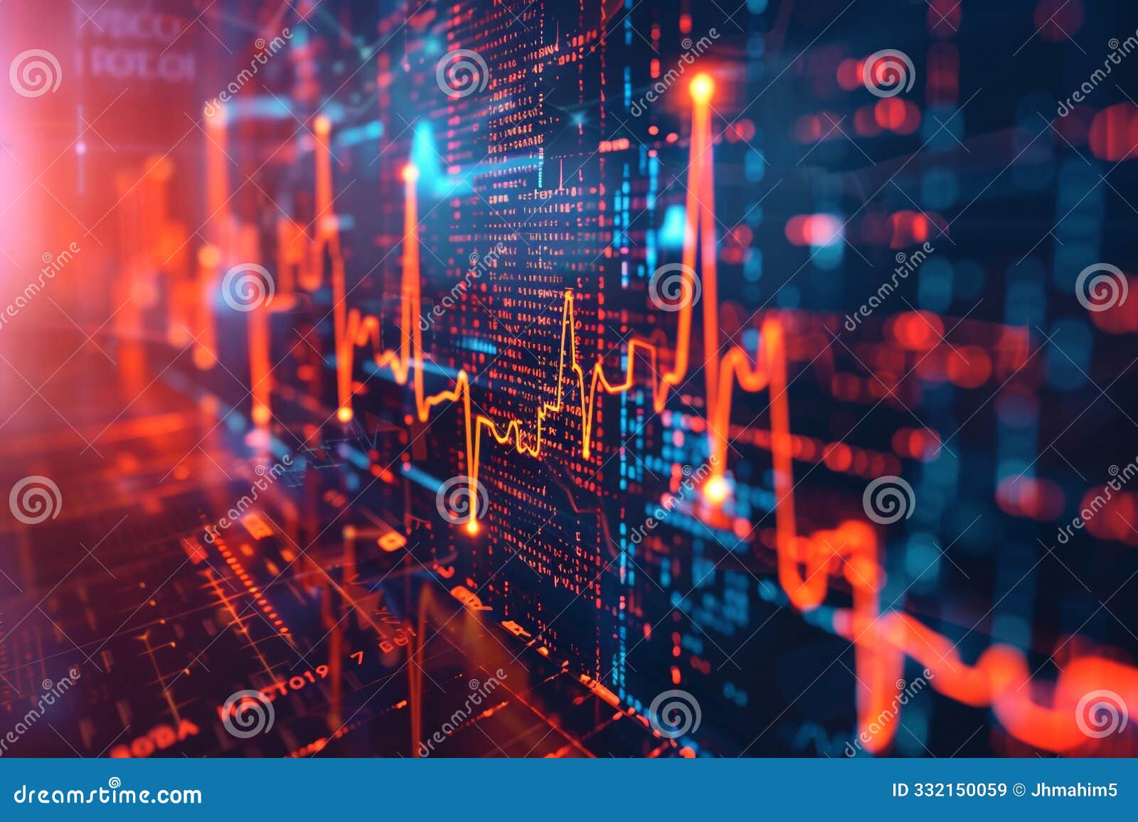 Zoomed In Heartbeat Line Seamlessly Merging With Digital Code ...
