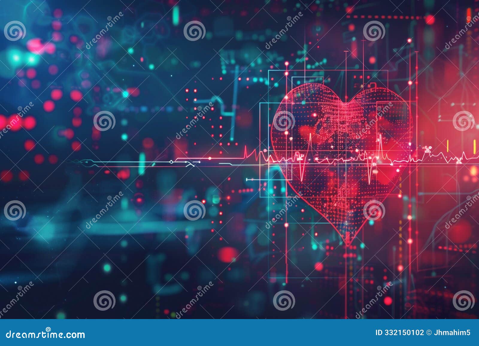 Zoomed In Heartbeat Line Seamlessly Merging With Digital Code ...