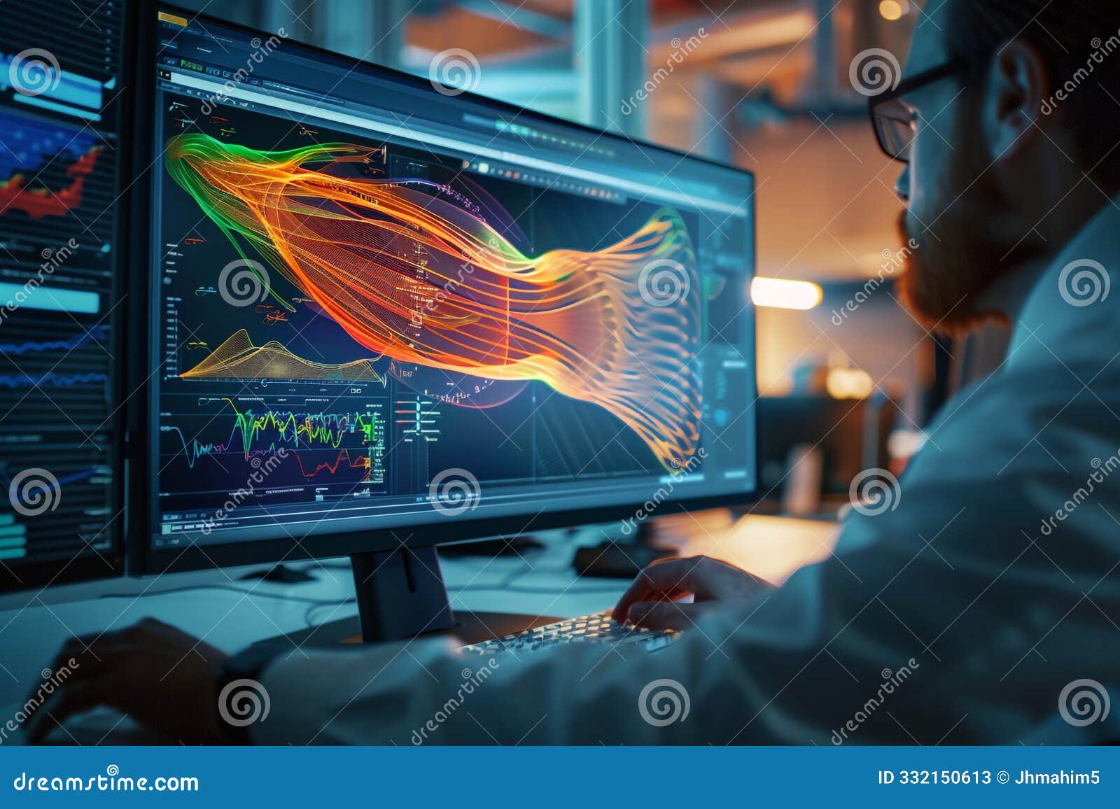 Zoomedin Image of an Aerospace Engineer Designing a Supersonic Aircraft ...