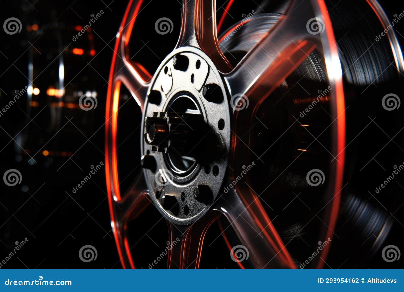 Zoomed in Image of a Camera Film Spool on a Black Background Stock ...