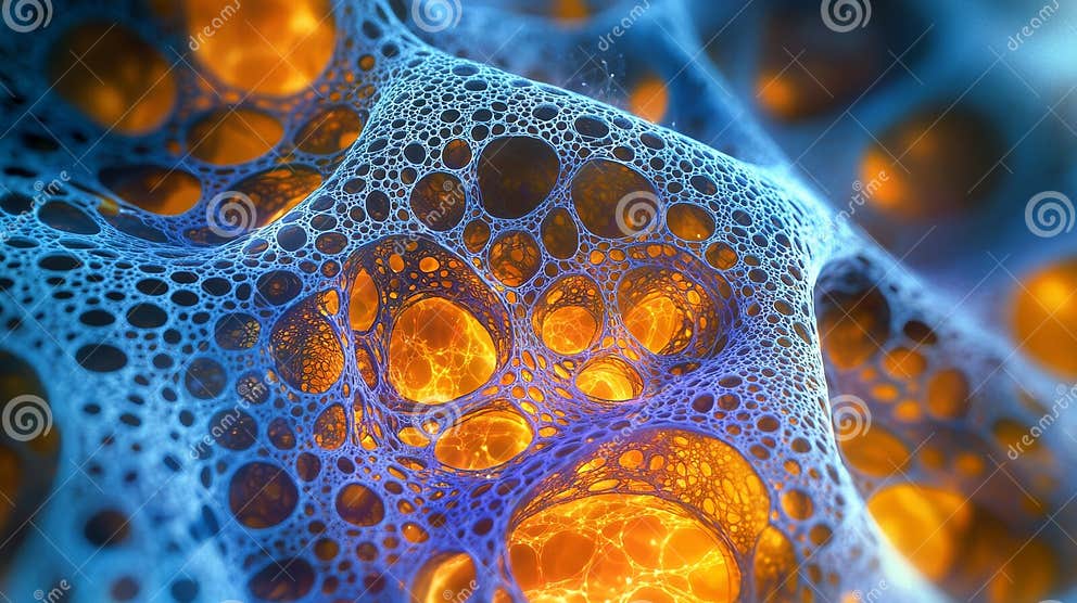 A Zoomed-in Image of Energetic Microscopic Cells, with Shining Nuclei ...