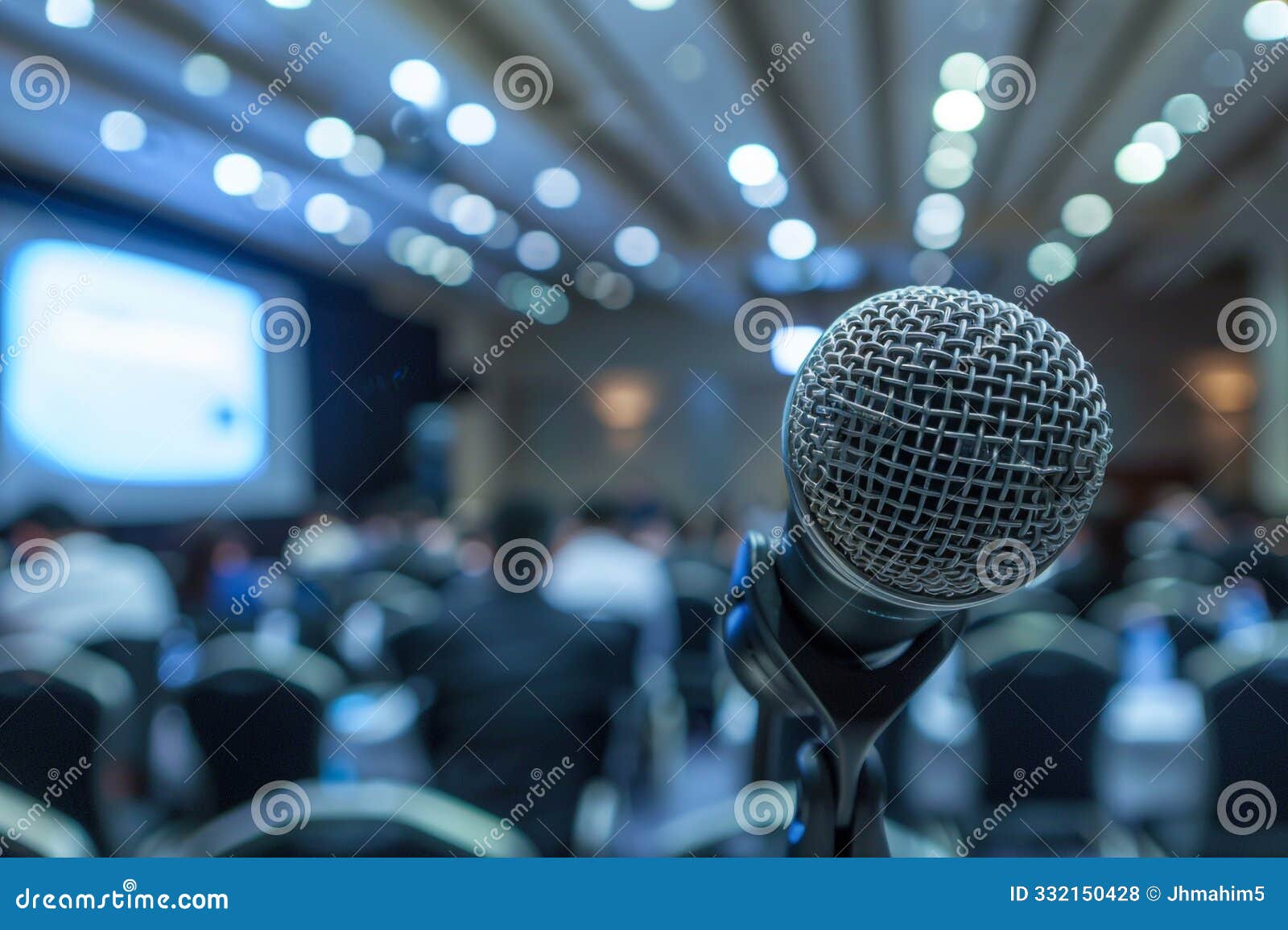 Zoomedin Image of a Microphone at an International Economic Conference ...