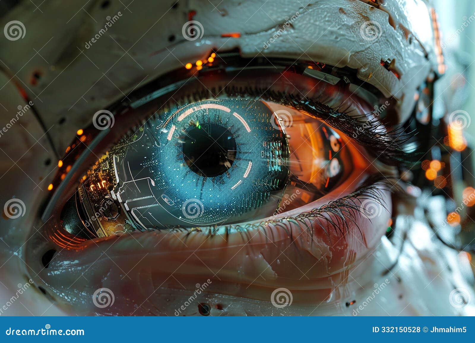 Zoomedin Image Of A Robotic Eye With Advanced Sensors Mimicking ...