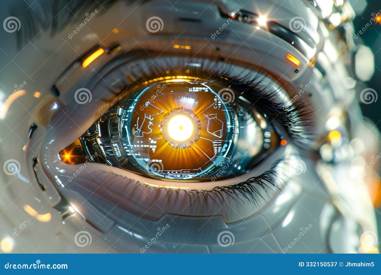 Zoomedin Image Of A Robotic Eye With Advanced Sensors Mimicking ...