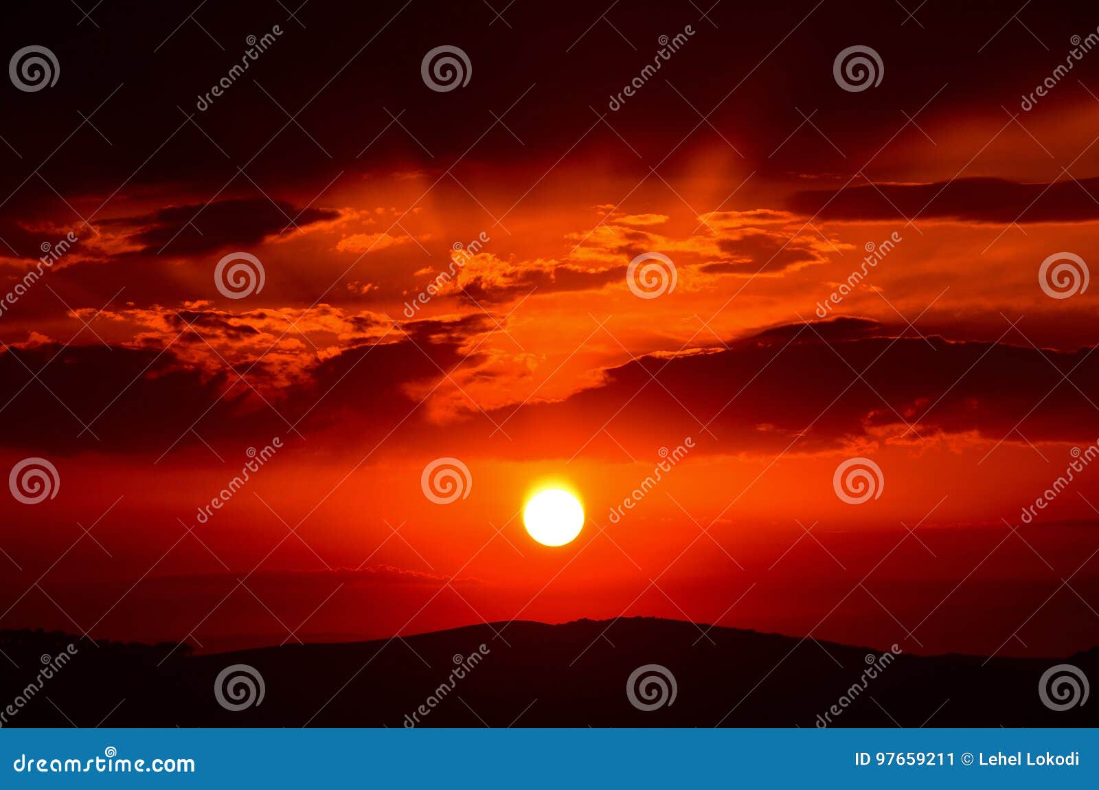 Zoomed in Orange Sunset stock image. Image of hillside - 97659211
