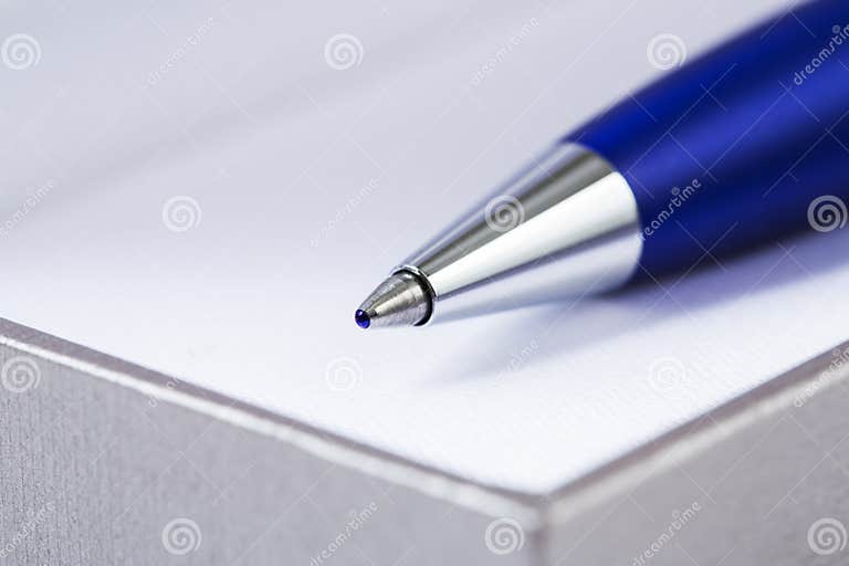 Zoomed Pen Head on Block of Papers Stock Photo - Image of metal, point ...