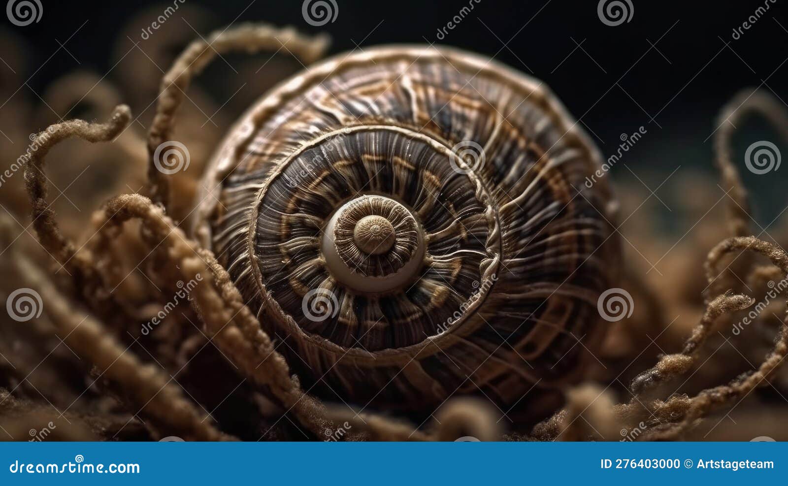 A Zoomed in Portrayal of a Snails Spiral Shell. AI Generated Stock ...