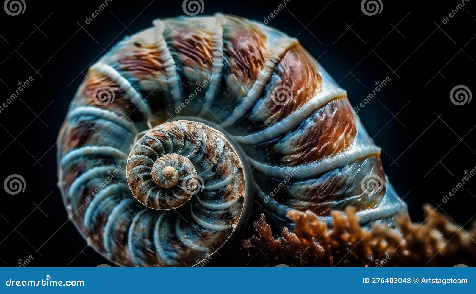 A Zoomed in Portrayal of a Snails Spiral Shell. AI Generated Stock ...