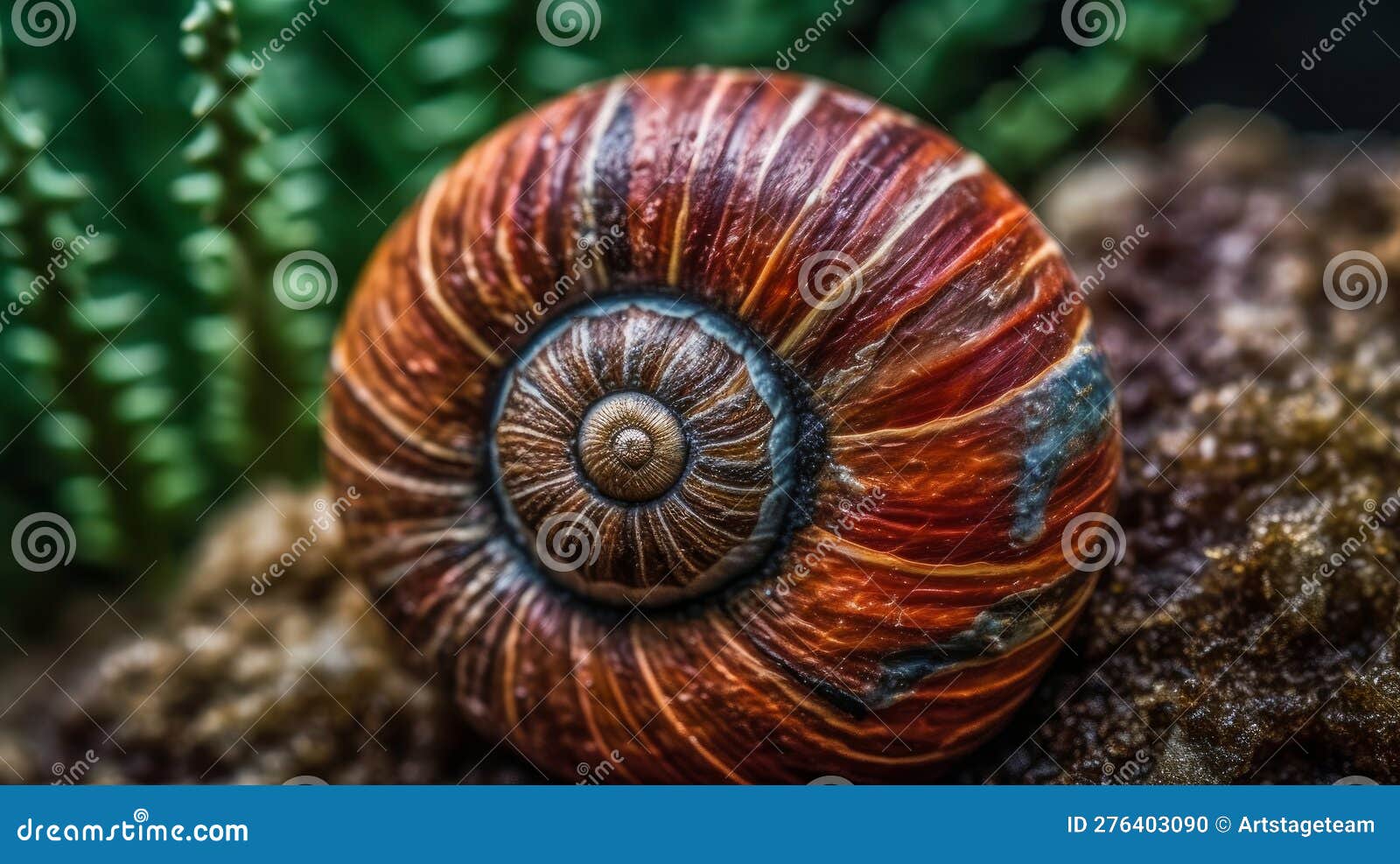 A Zoomed In Portrayal Of A Snails Spiral Shell. AI Generated Stock ...