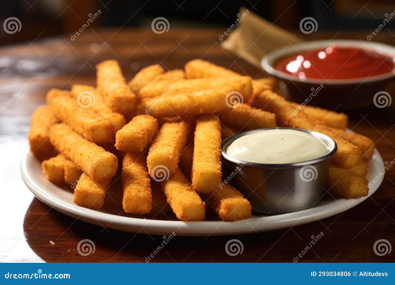 Zoomed Shot: Mozzarella Sticks Cheese Pull Stock Photo - Image of ...