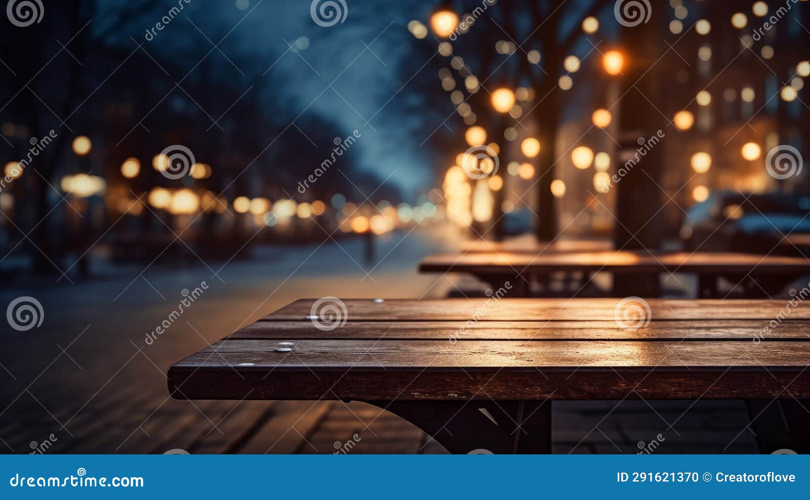 Zoomed Shot of the Table in the Street Blurred Background Image Stock ...