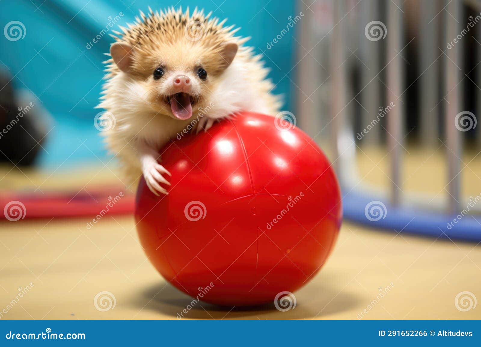 Zoomed-in View of a Hedgehog Rolling on a Therapy Ball Stock Photo ...