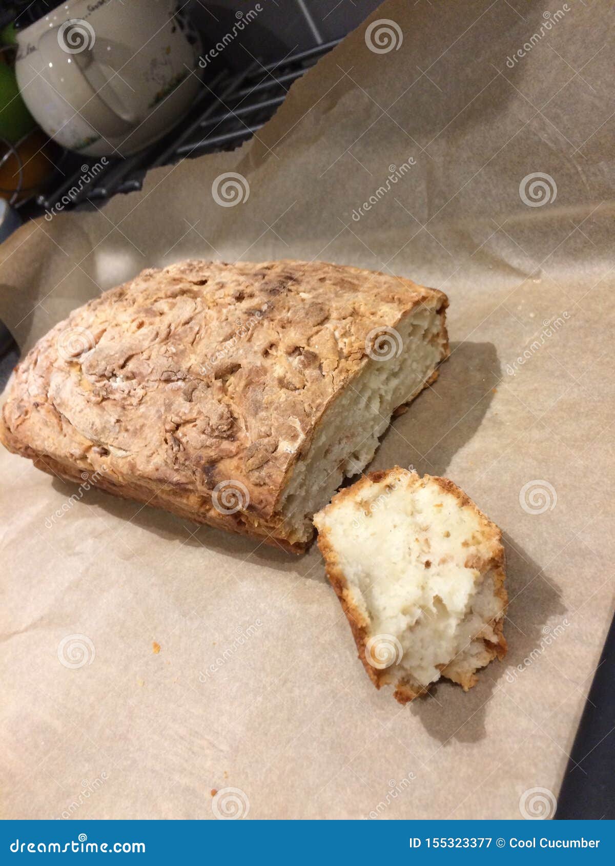 Zoomed-in View of Sliced Bread on Kitchen Worktop Stock Image - Image ...