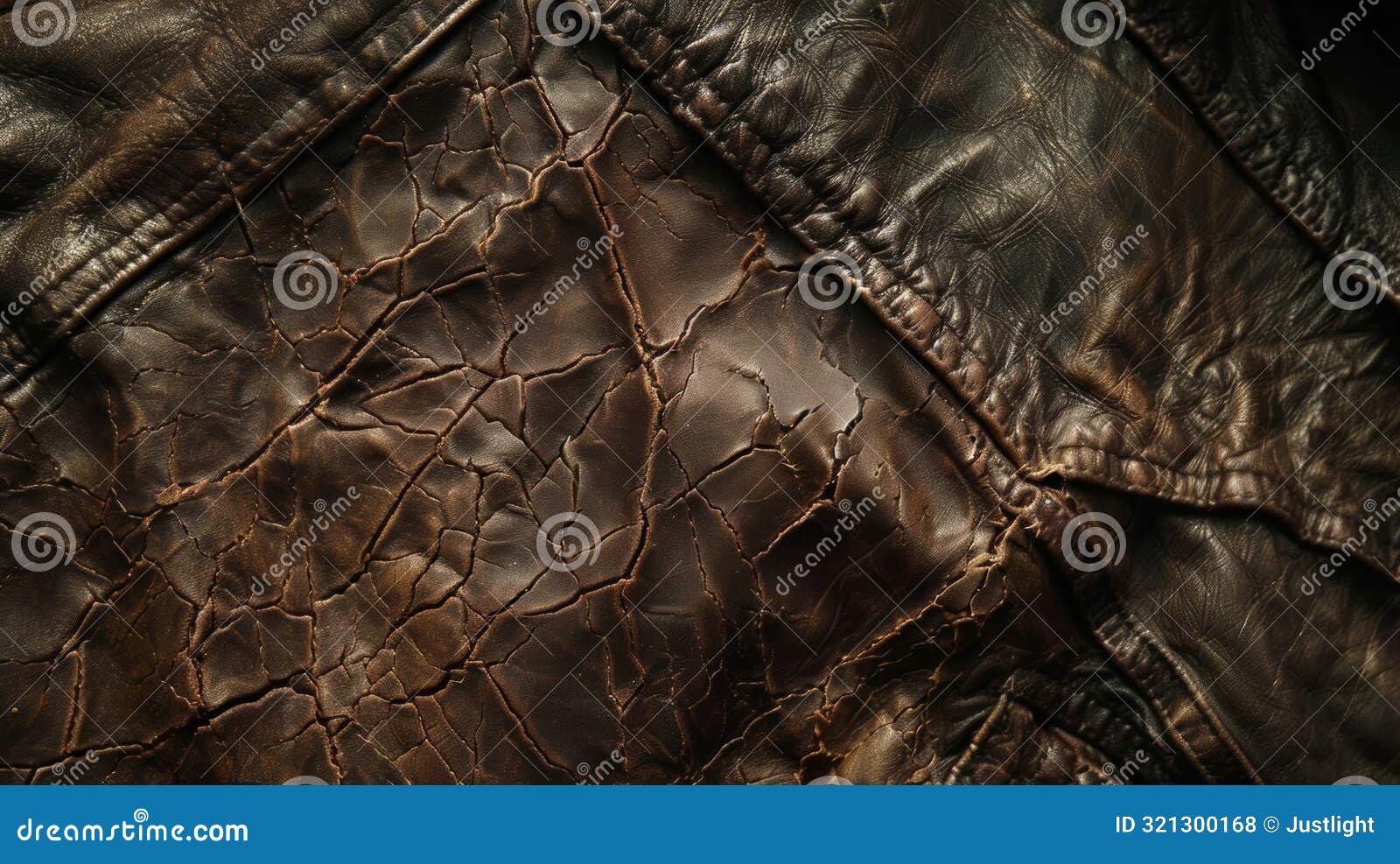 A Zoomedin View of a Brokenin Leather Jacket Displaying Its Rough and ...