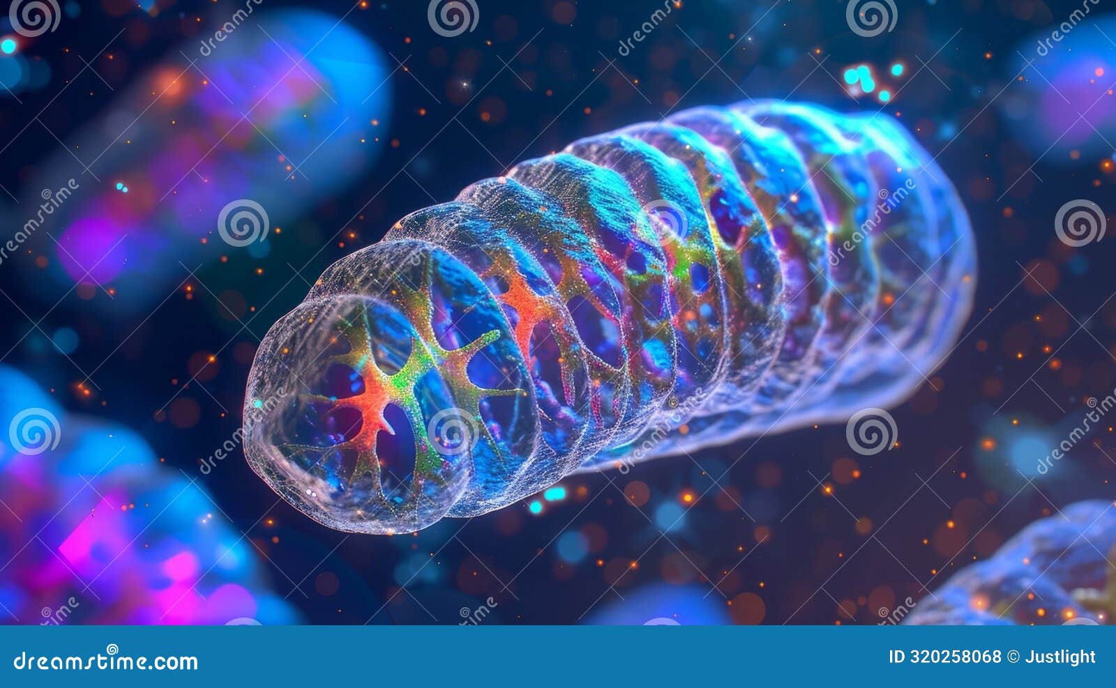 Zoomedin View of a Mitochondria Cell with Its DNA Strands Appearing As ...