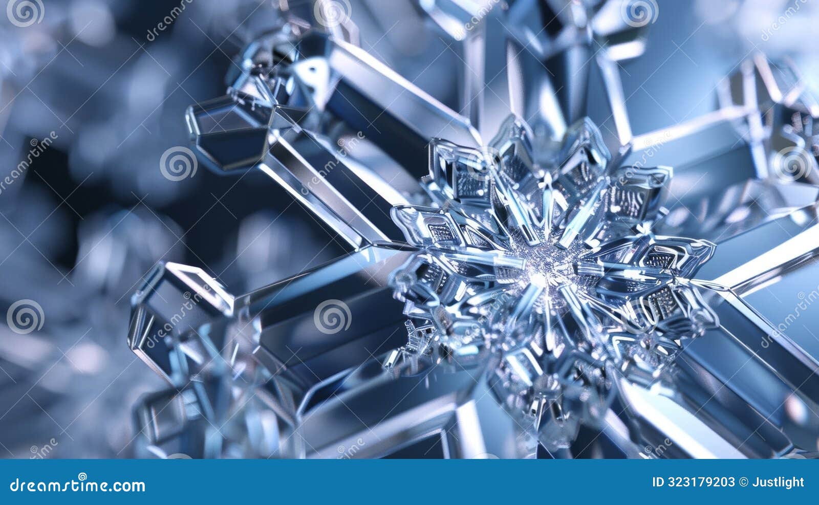 A Zoomedin View of a Single Geometric Snowflake Revealing Its Unique ...