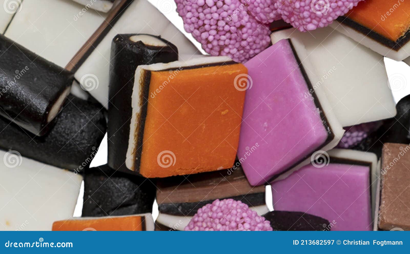 Zooming in on a Pile of Licorice Candy on a White Background Stock ...