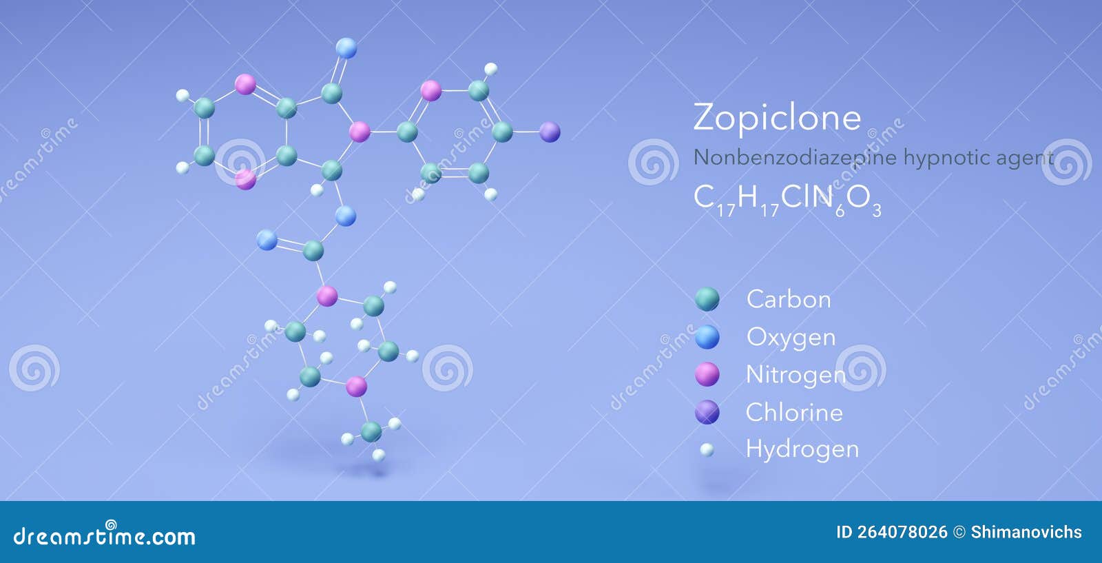 Zopiclone Molecular Structures, Cyclopyrrolone, Insomnia Drug 3d Model ...