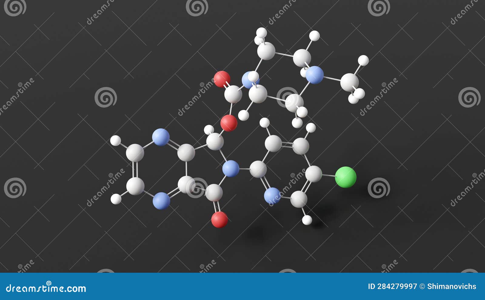 Zopiclone Molecule, Molecular Structure, Cyclopyrrolone, Ball and Stick ...